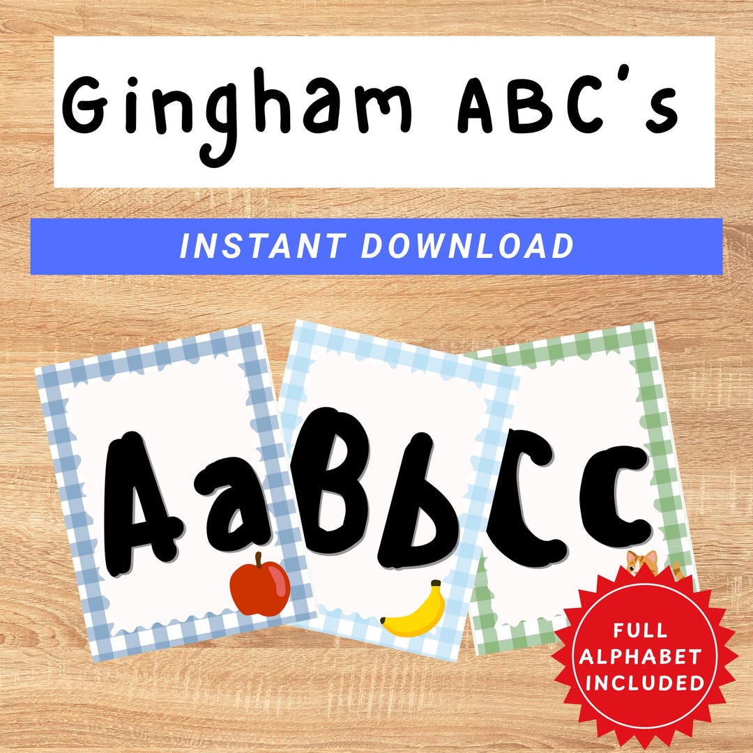 Gingham ABC Classroom Posters, Pastel Rainbow Letters (digital Download ...