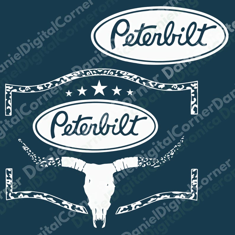 Bull Skull Leopard PNG, Peterbilt Logo Western Truck Digital Design ...