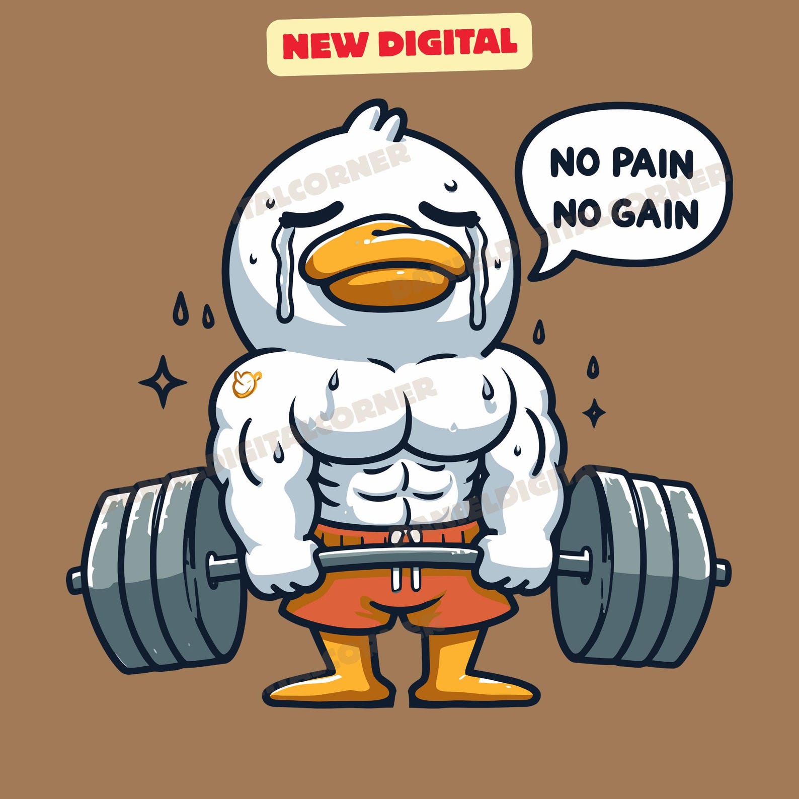 No Pain No Gain Duck Gym Svg for Him, Motivated Gym Digital, Fitness ...