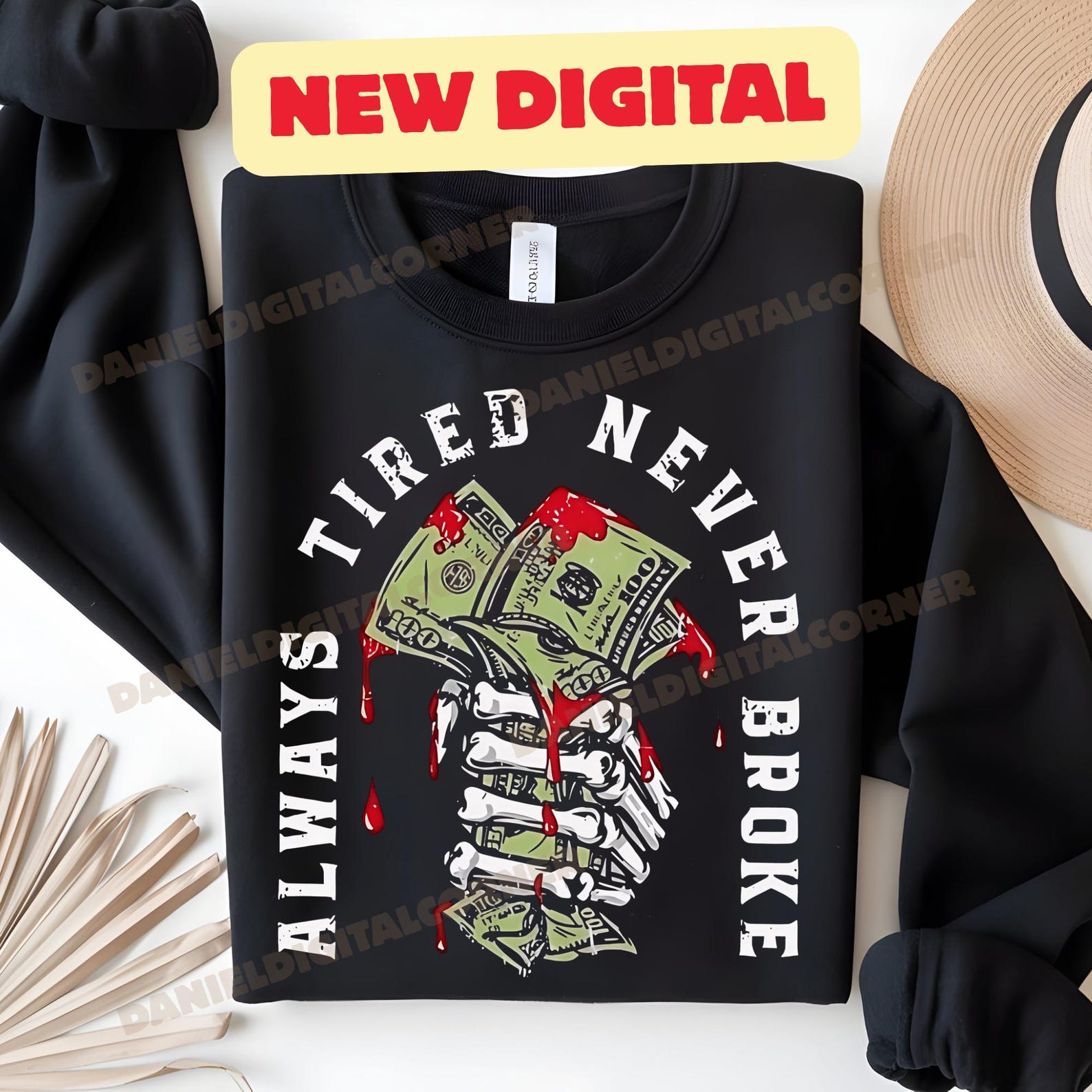 Funny Skull Always Tired Never Broke Svg, Never Broke Skull Svg, Adult ...