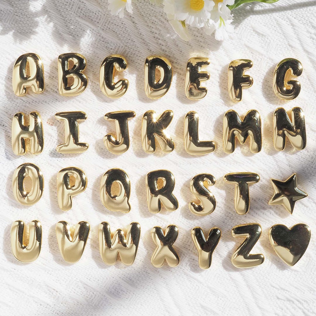 5PCS 18K Gold-plated Letter Connectors, Alphabet Bracelet Necklace ...