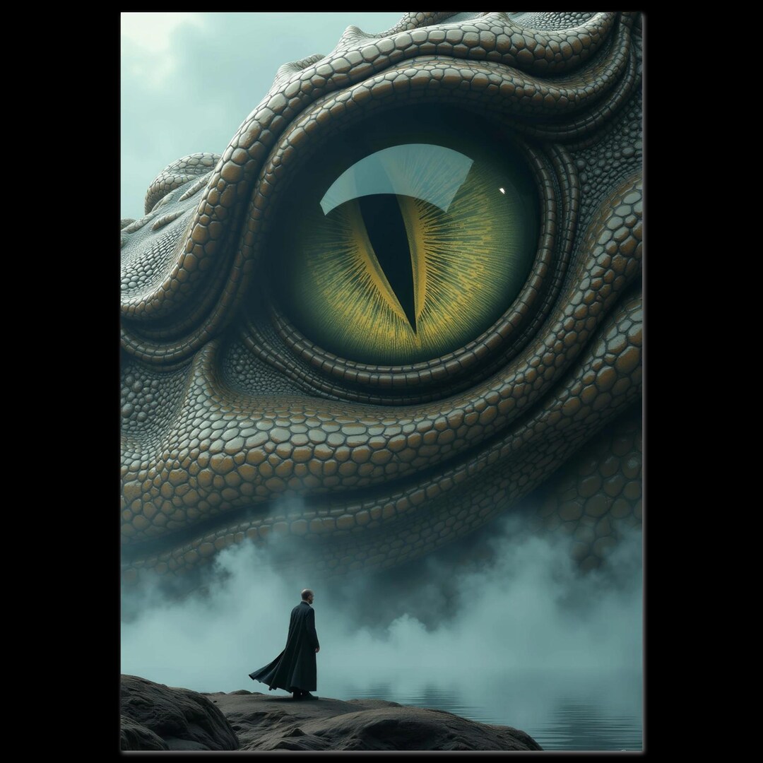 Dragon Eye With Caped Fantasy Man Wall Art | Wall Poster | Art Print ...