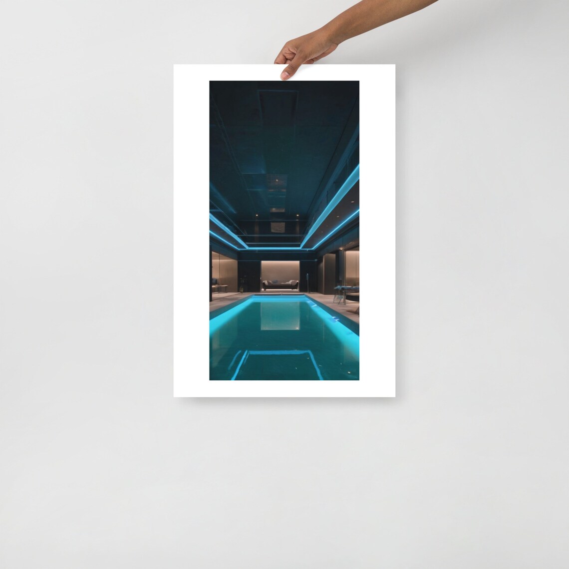Aesthetic Blue Neon Night Swimming Pool - Etsy