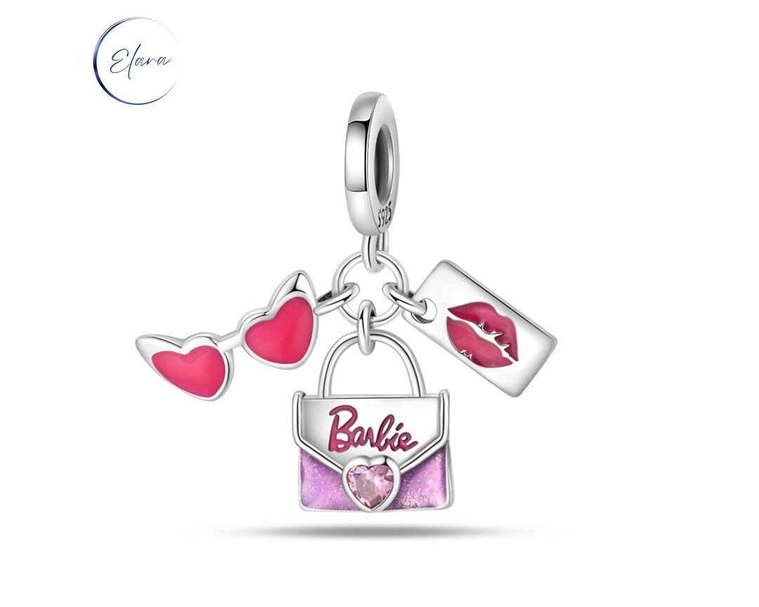 Barbie Handbag & Sunglasses Dangle Charm Pink Kiss 925 Sterling Silver ...