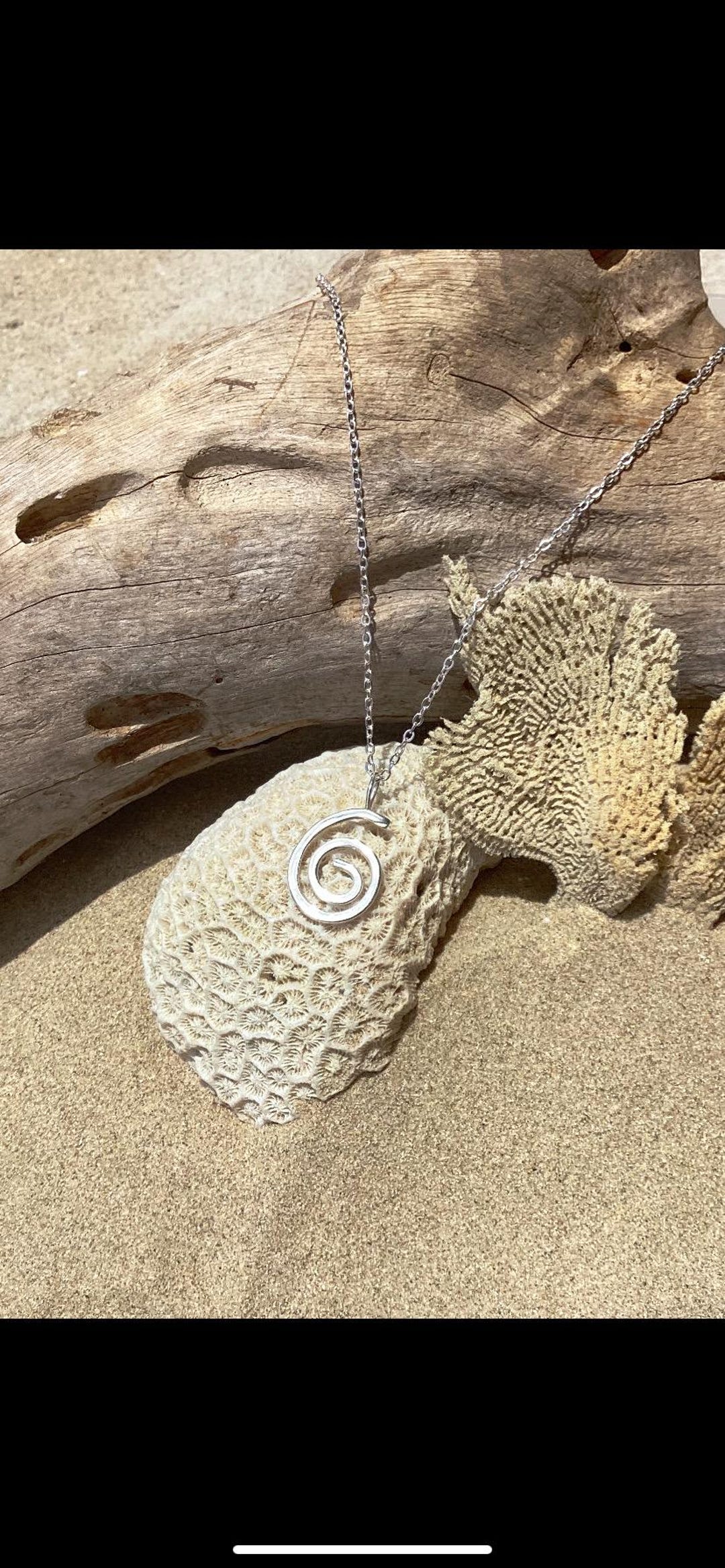 A Handmade Sterling Silver ‘moana’ Swirl Pendant on an 45cm/18” Chain ...