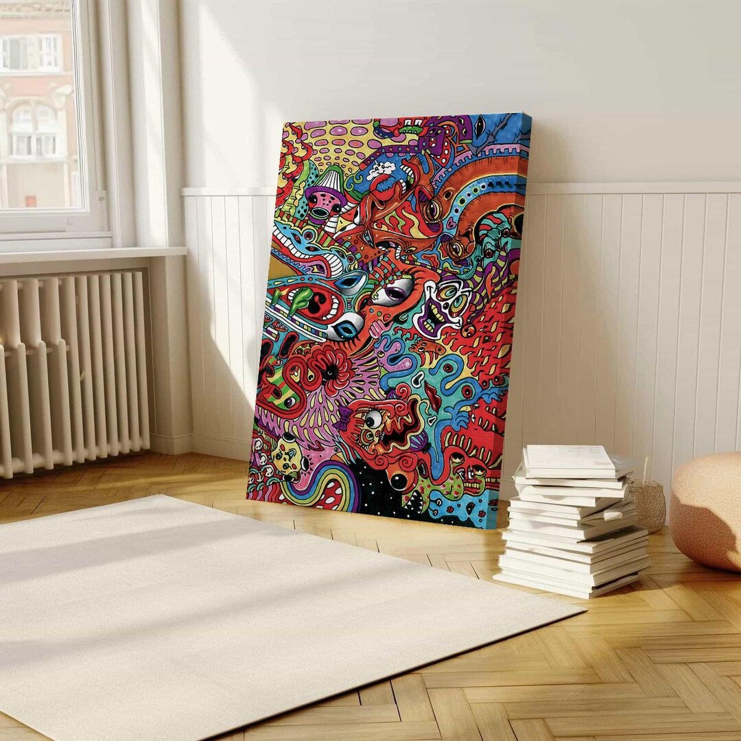 Psychedelic Art Abstract Poster, Wrapped Poster, Wall Art, Room ...