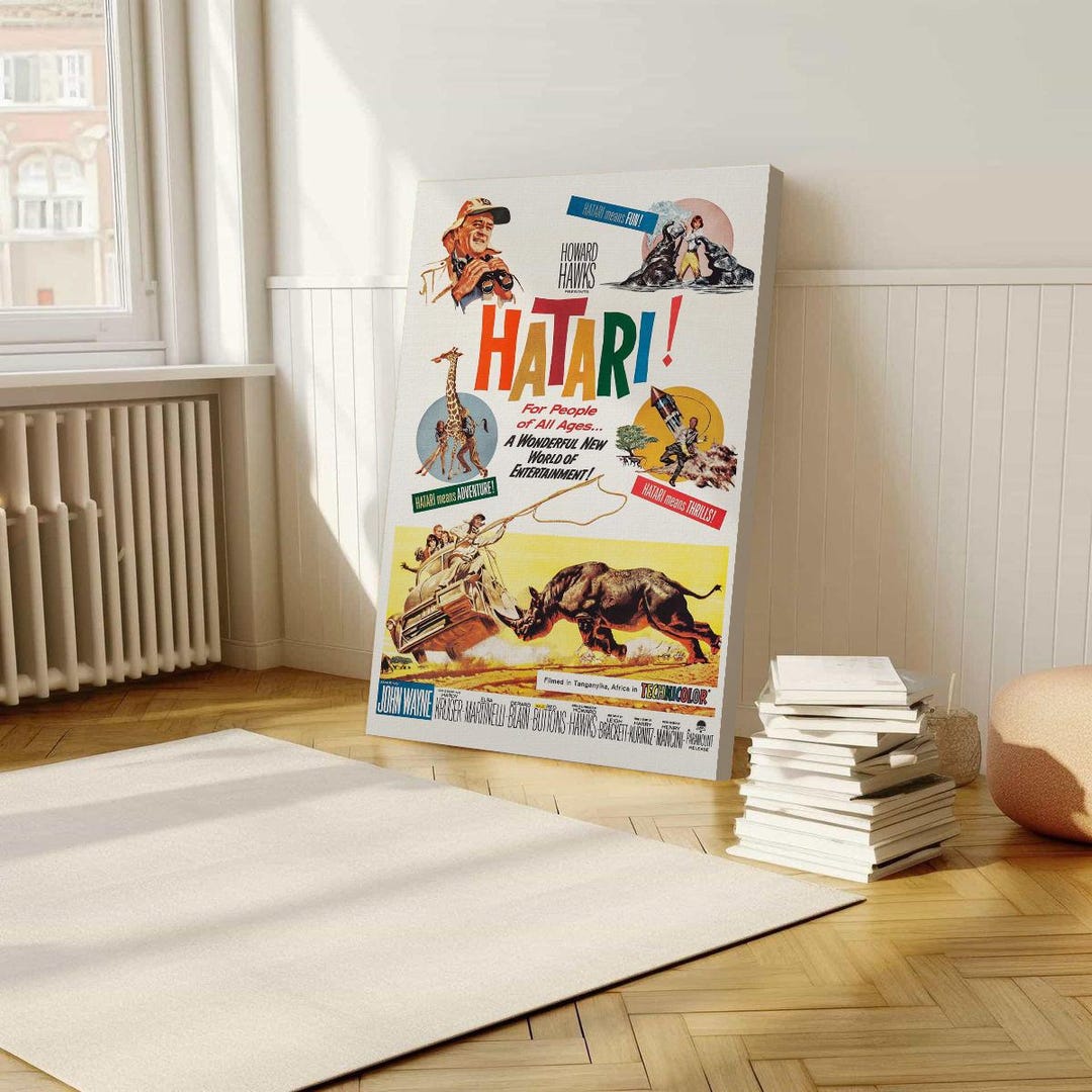 Hatari! Movie Poster, Wrapped Poster, Wall Art, Room Decoration, Retro ...