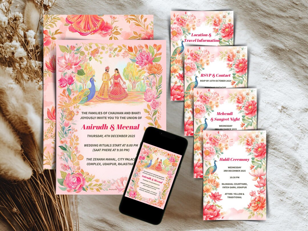 Indian Wedding Invitation Hindu Wedding Card Template Digital Download ...