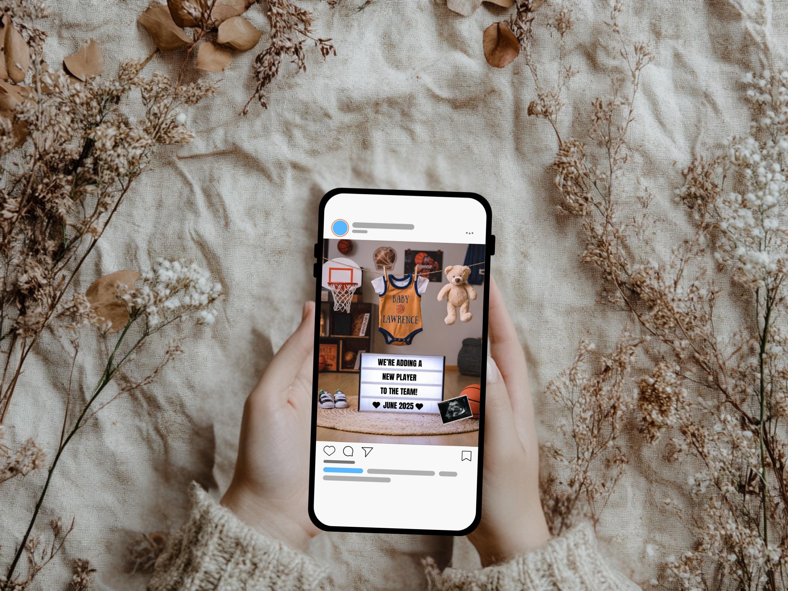 Basketball Pregnancy Announcement Editable Baby Reveal Sports Themed ...