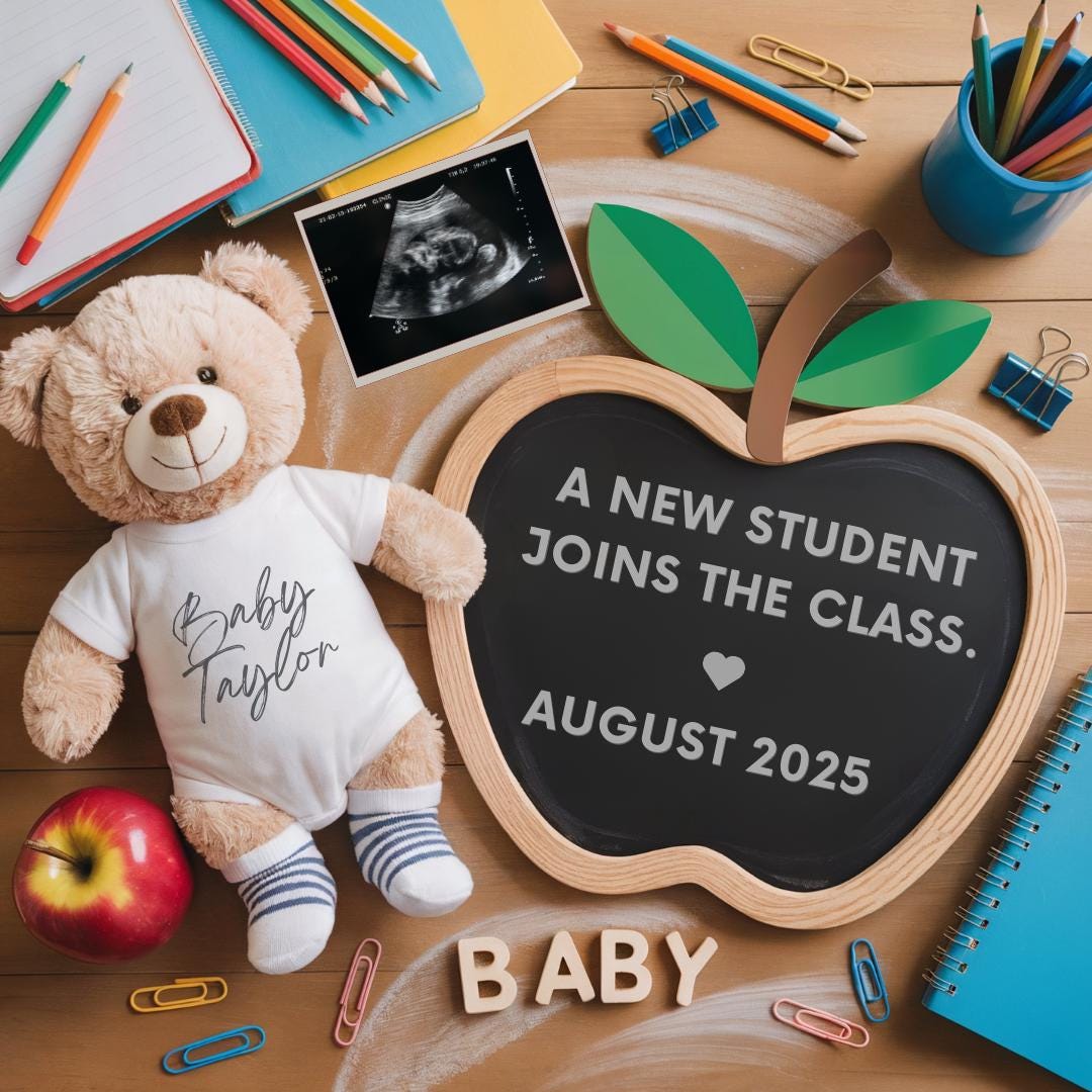 New Student Coming Soon Funny Pregnancy Reveal Printable Classroom ...