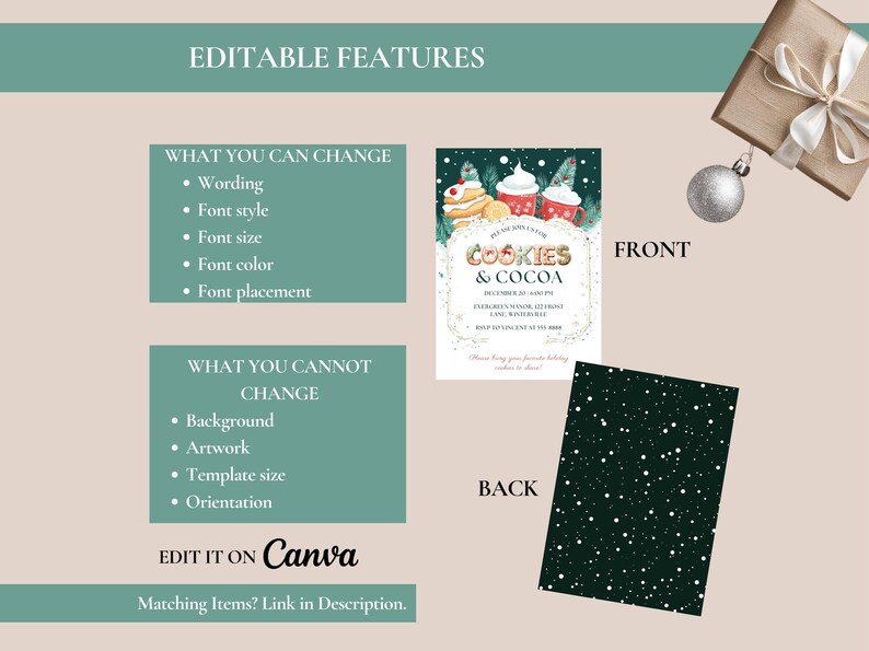 Cookies and Cocoa Party Invitation Editable Christmas Holiday Invite ...
