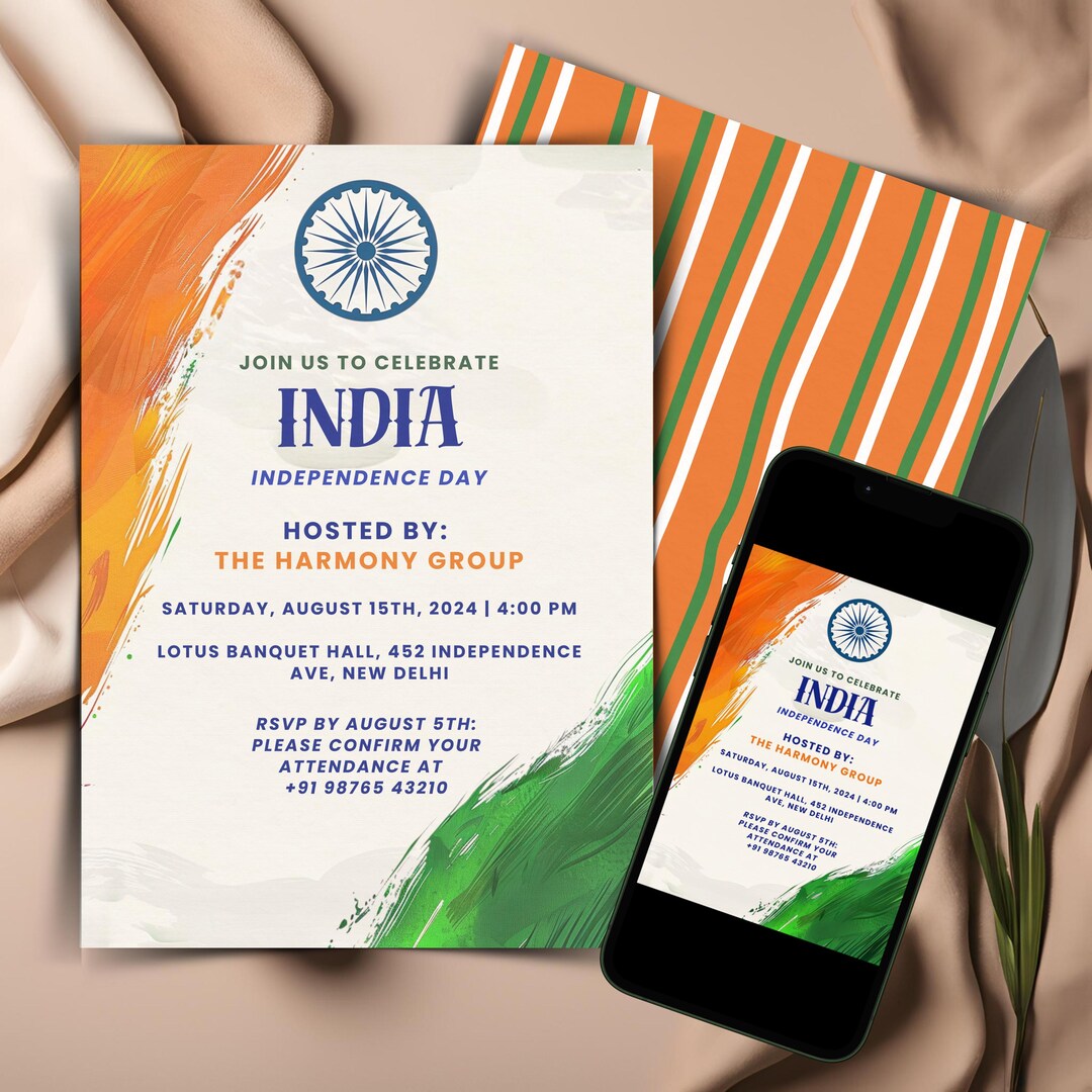 India Independence Day Digital Invite, Indian Event Invitation ...