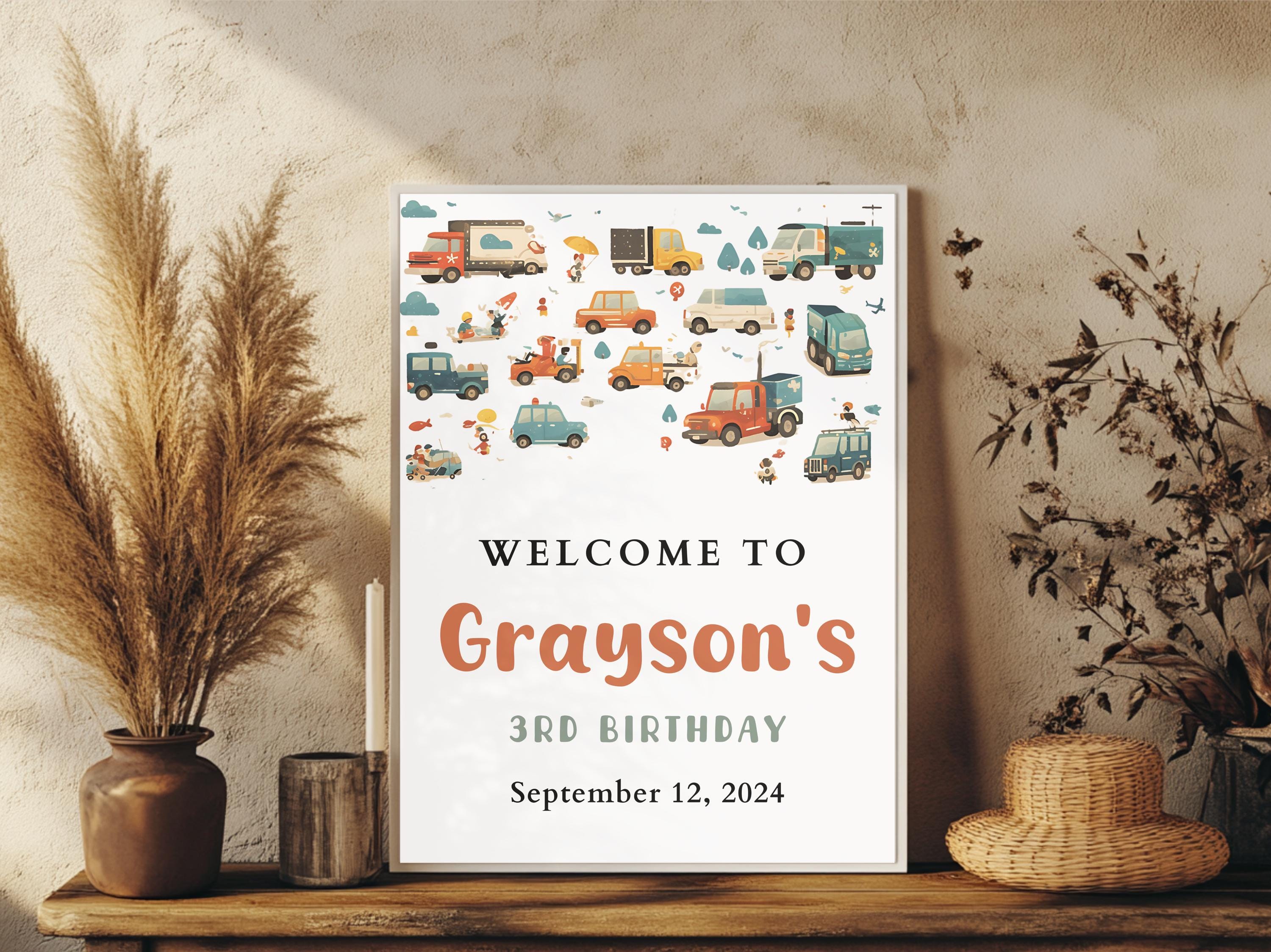 Editable Transportation Welcome Sign Vehicle Party Sign Transportation ...