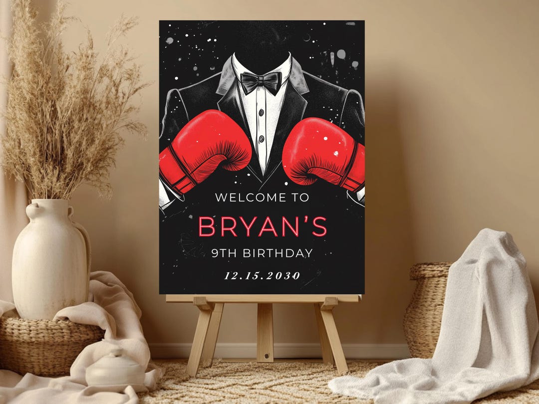 Boxing Welcome Sign Boxing Birthday Party Supplies Boxing Gloves Party ...