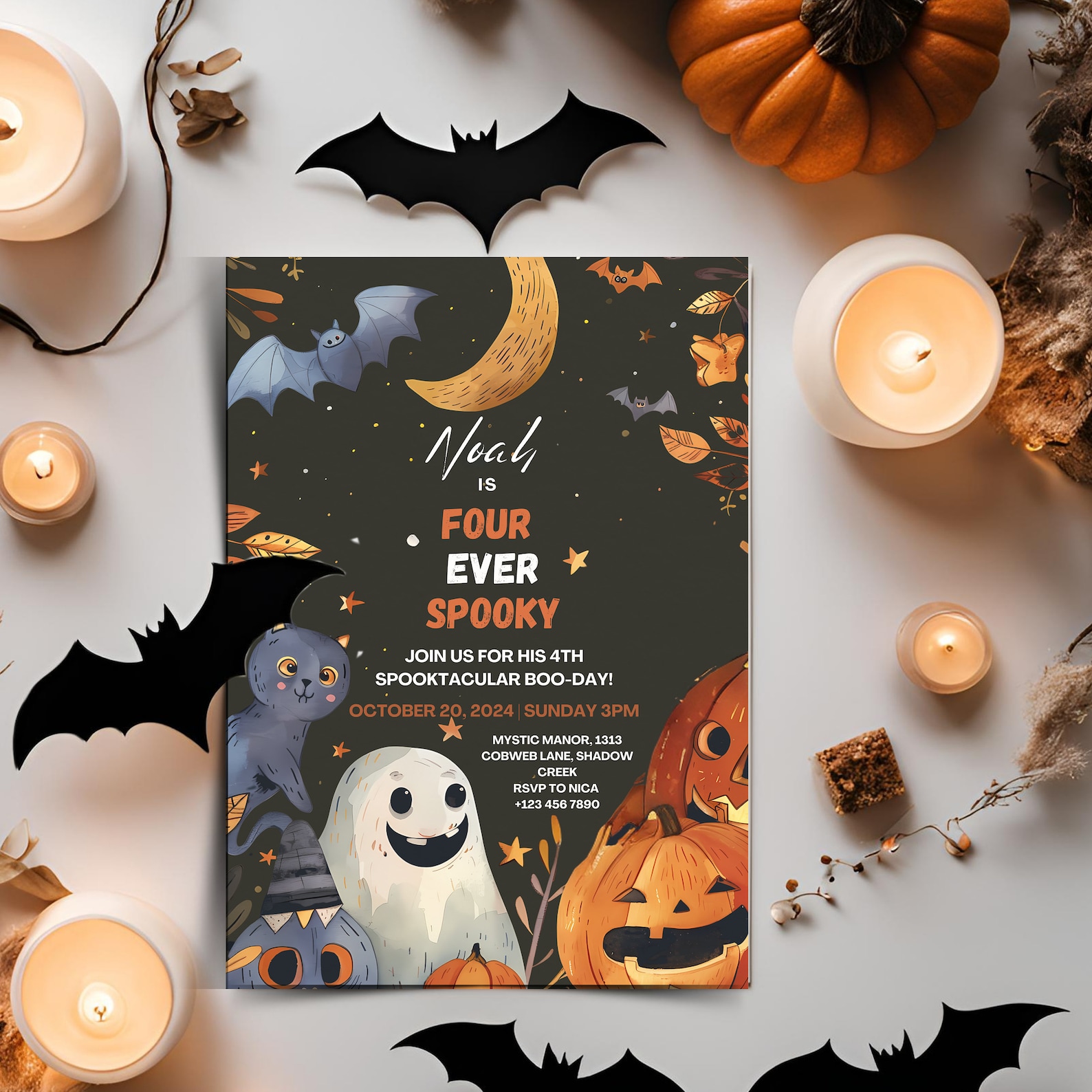 Editable Halloween Four Ever Spooky Birthday Invitation, Digital ...