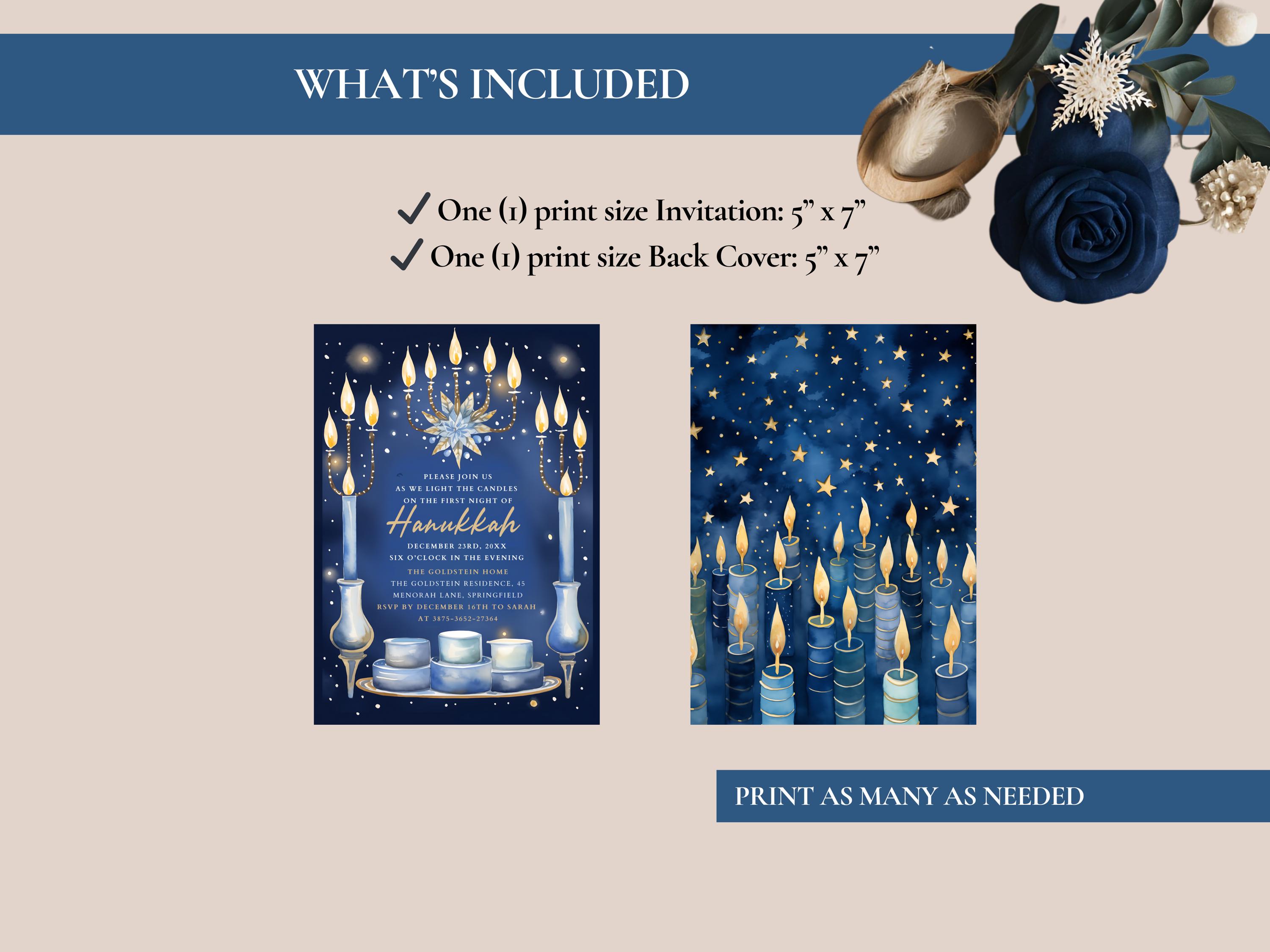 Hanukkah Party Invitation Customizable Festival of Lights Invite ...