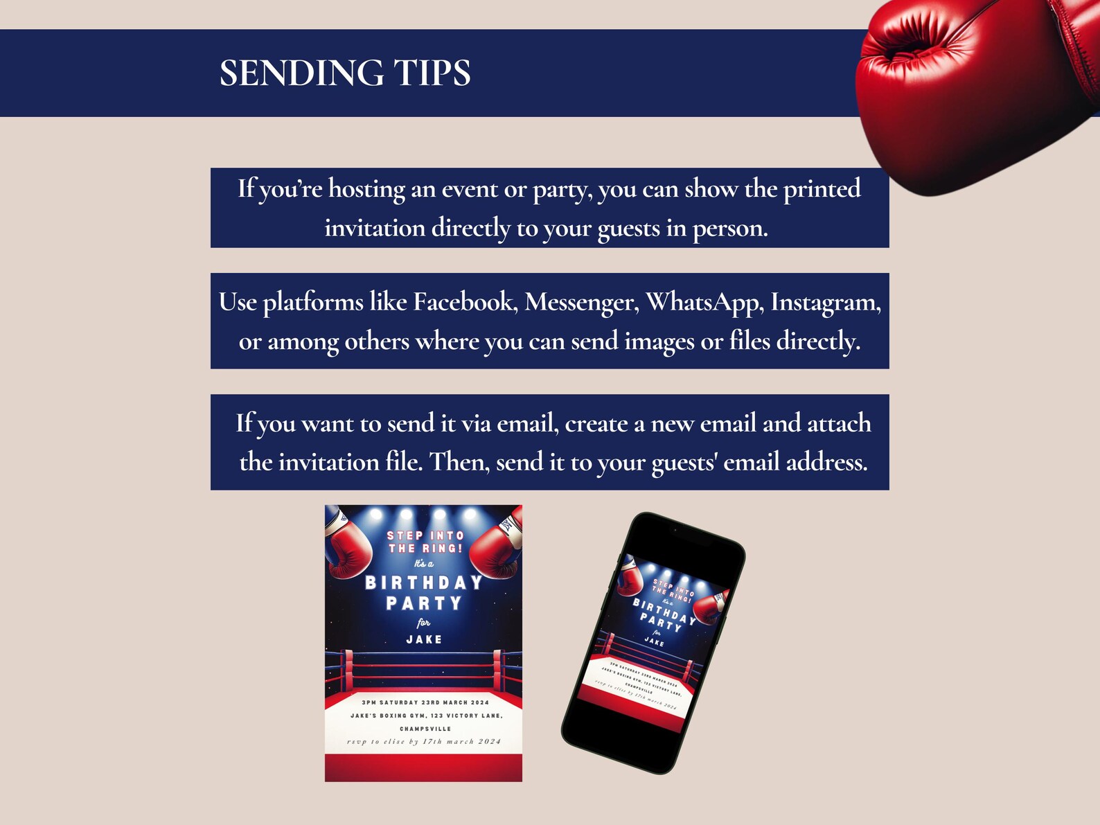 Boxing Birthday Invitation Editable Template Knockout Party Invite ...