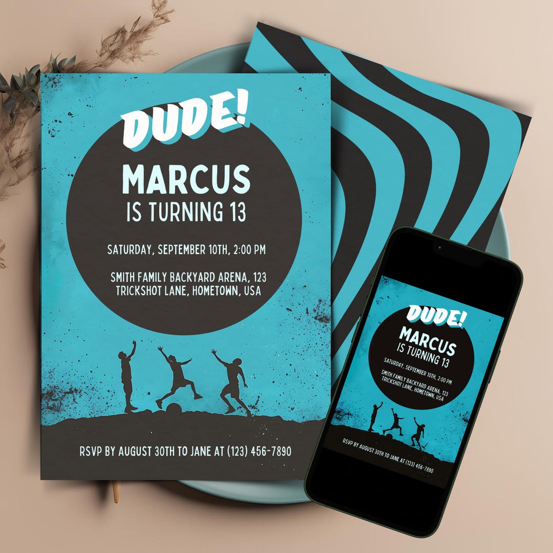 Dude Birthday Invitation Perfect Party Invite Dude Birthday Bash Invite ...