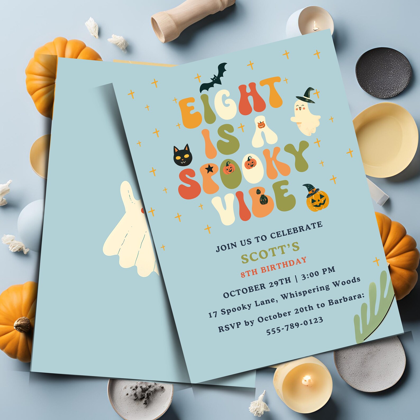 Spooky Eight is A Vibe Invitation Template Halloween 8th Birthday ...