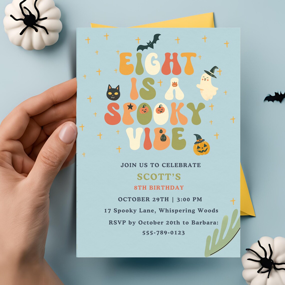 Spooky Eight is A Vibe Invitation Template Halloween 8th Birthday ...