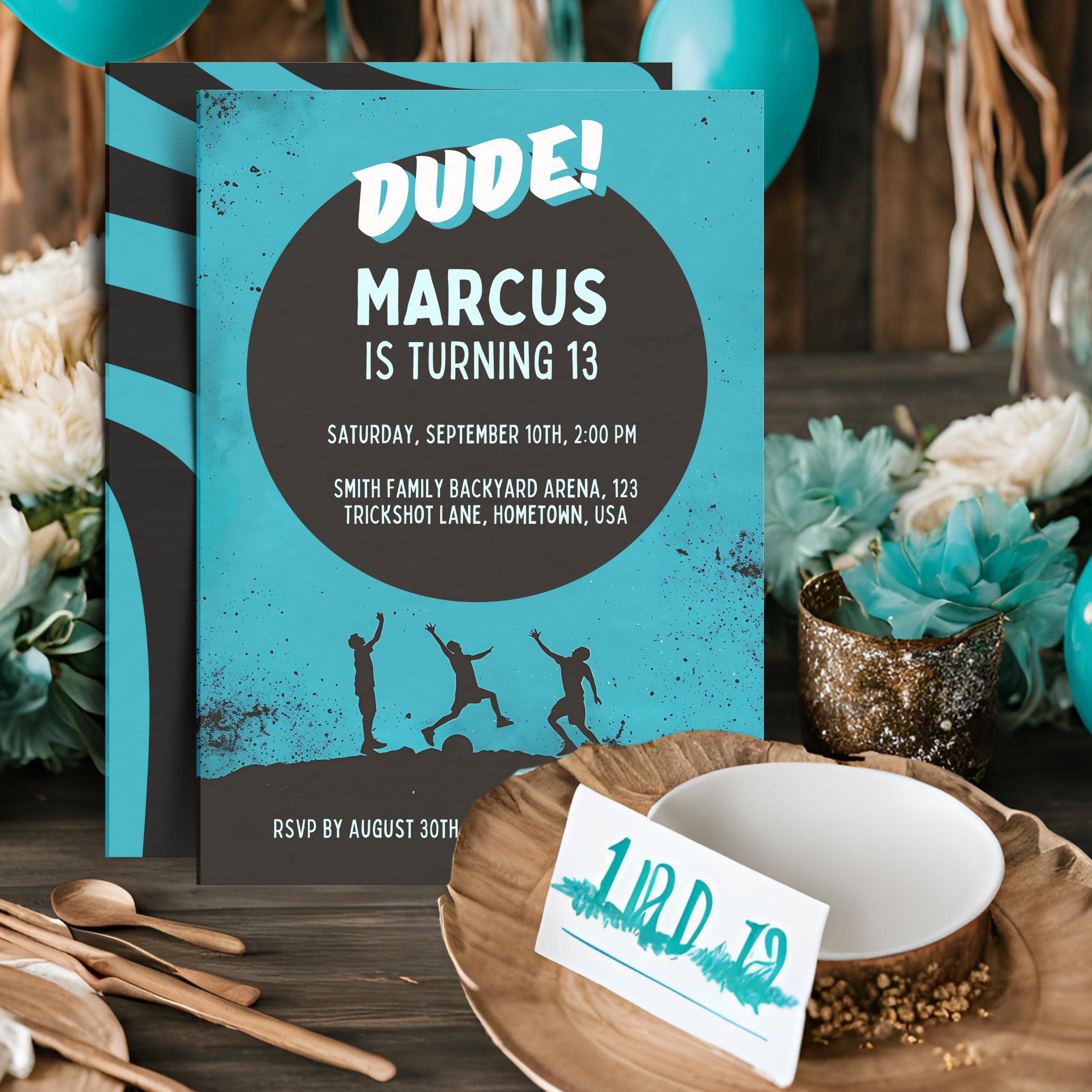 Dude Birthday Invitation Perfect Party Invite Dude Birthday Bash Invite ...