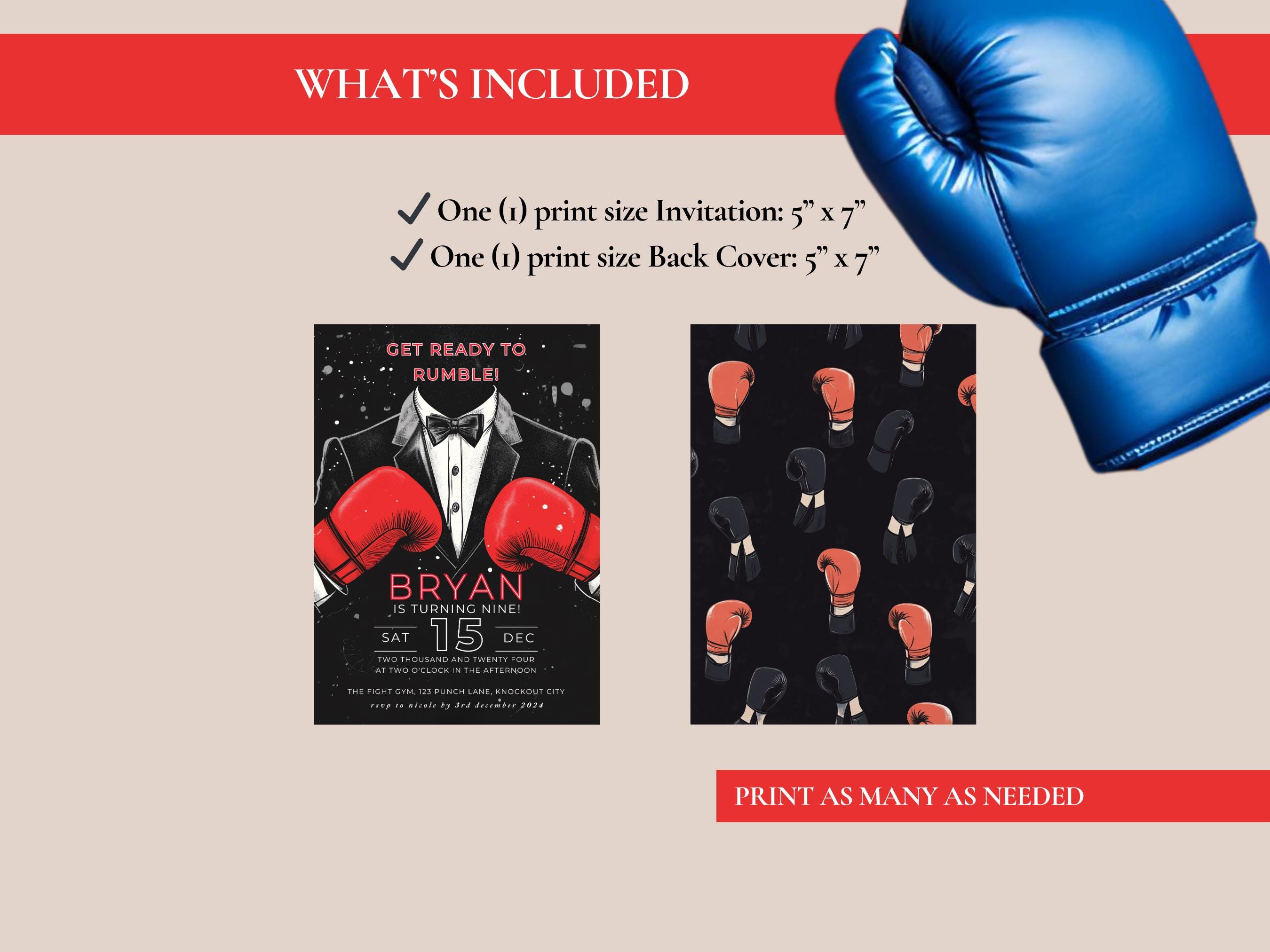 Editable Boxing Party Invite Boxing Party Invitation Knockout Birthday ...