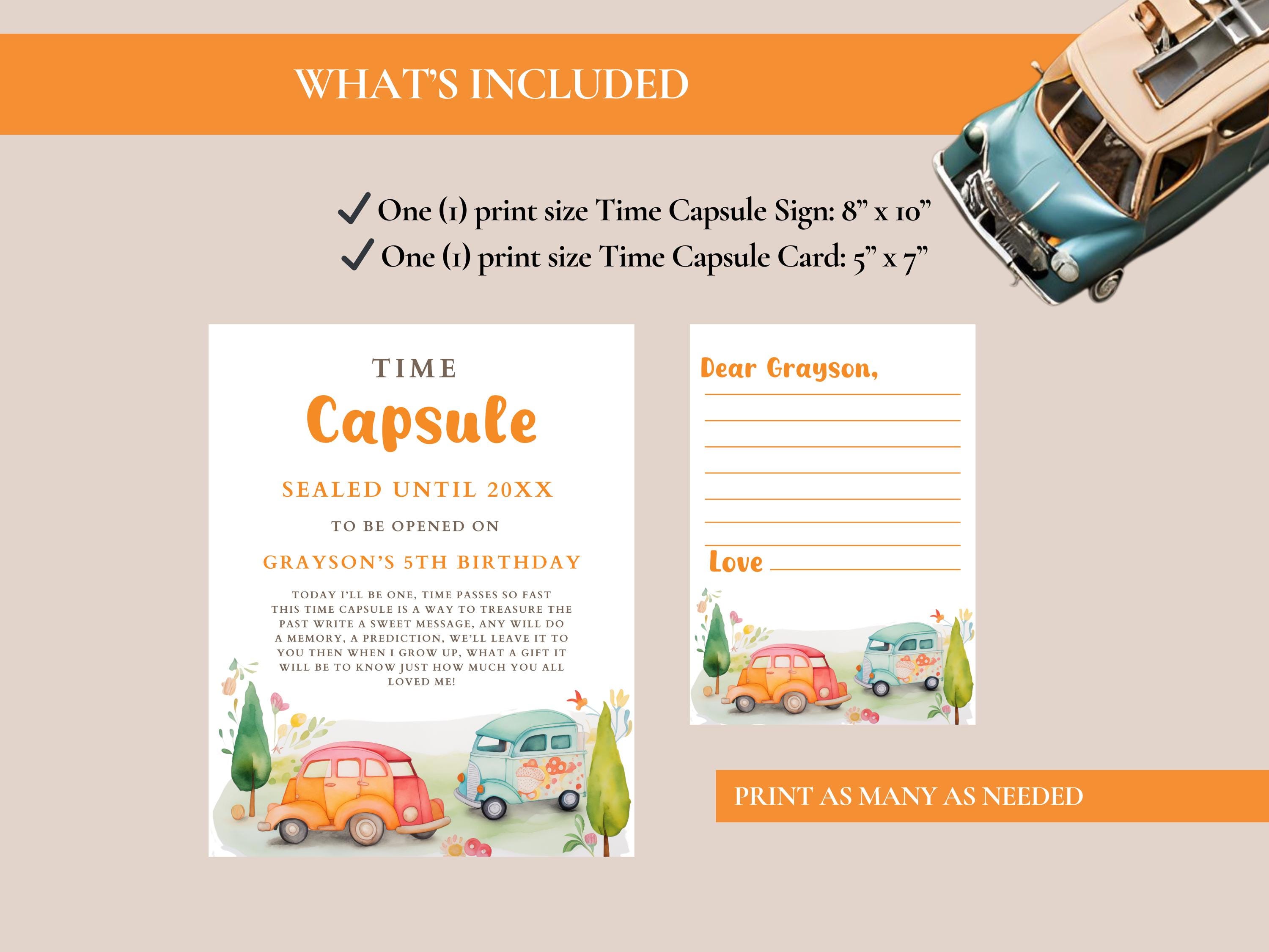 Editable Cars Time Capsule Boys Transportation Themed Birthday Party ...