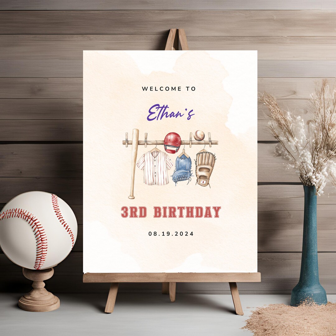 Custom Baseball Signage, Sports Party Welcome Sign, Baseball Birthday ...