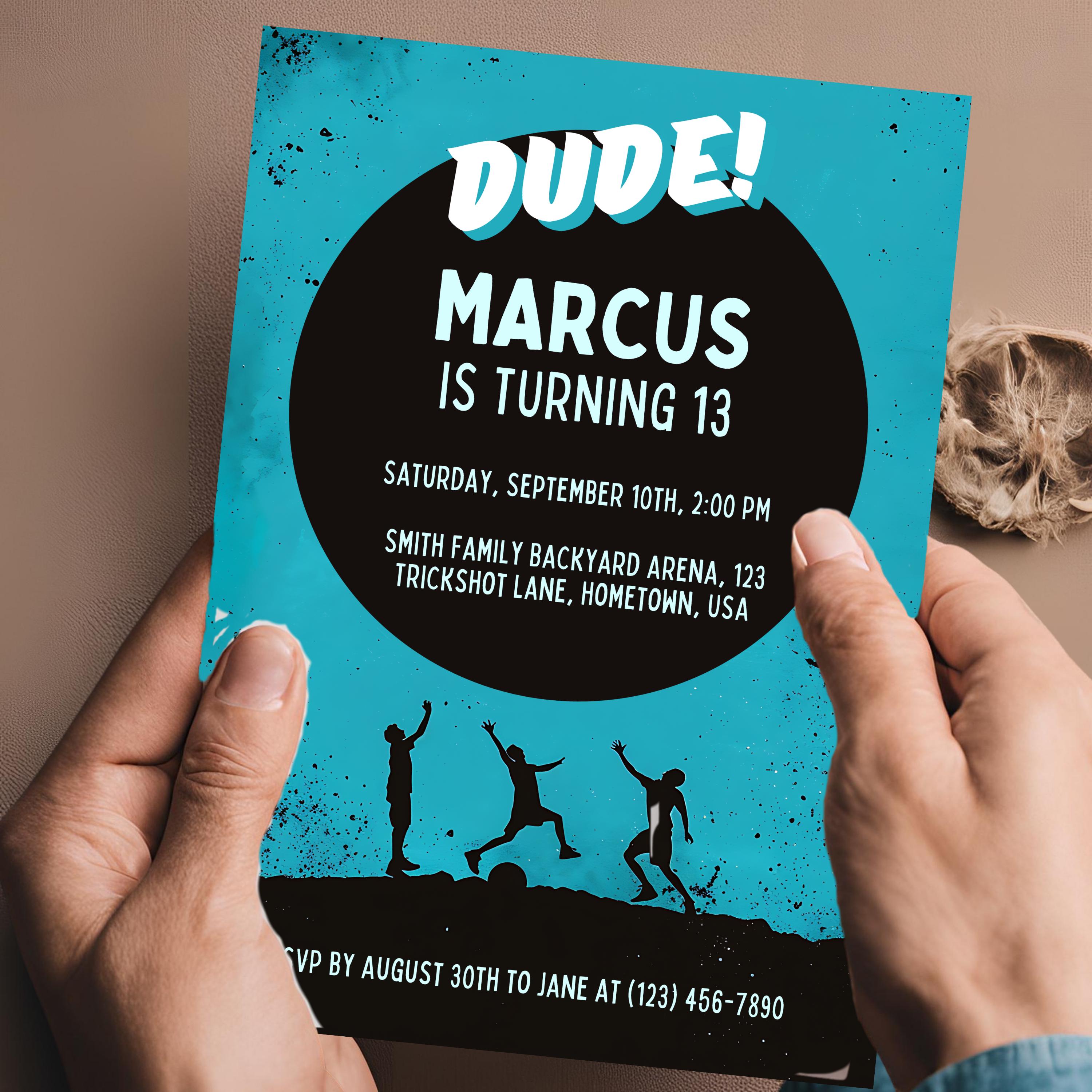 Dude Birthday Invitation Perfect Party Invite Dude Birthday Bash Invite ...