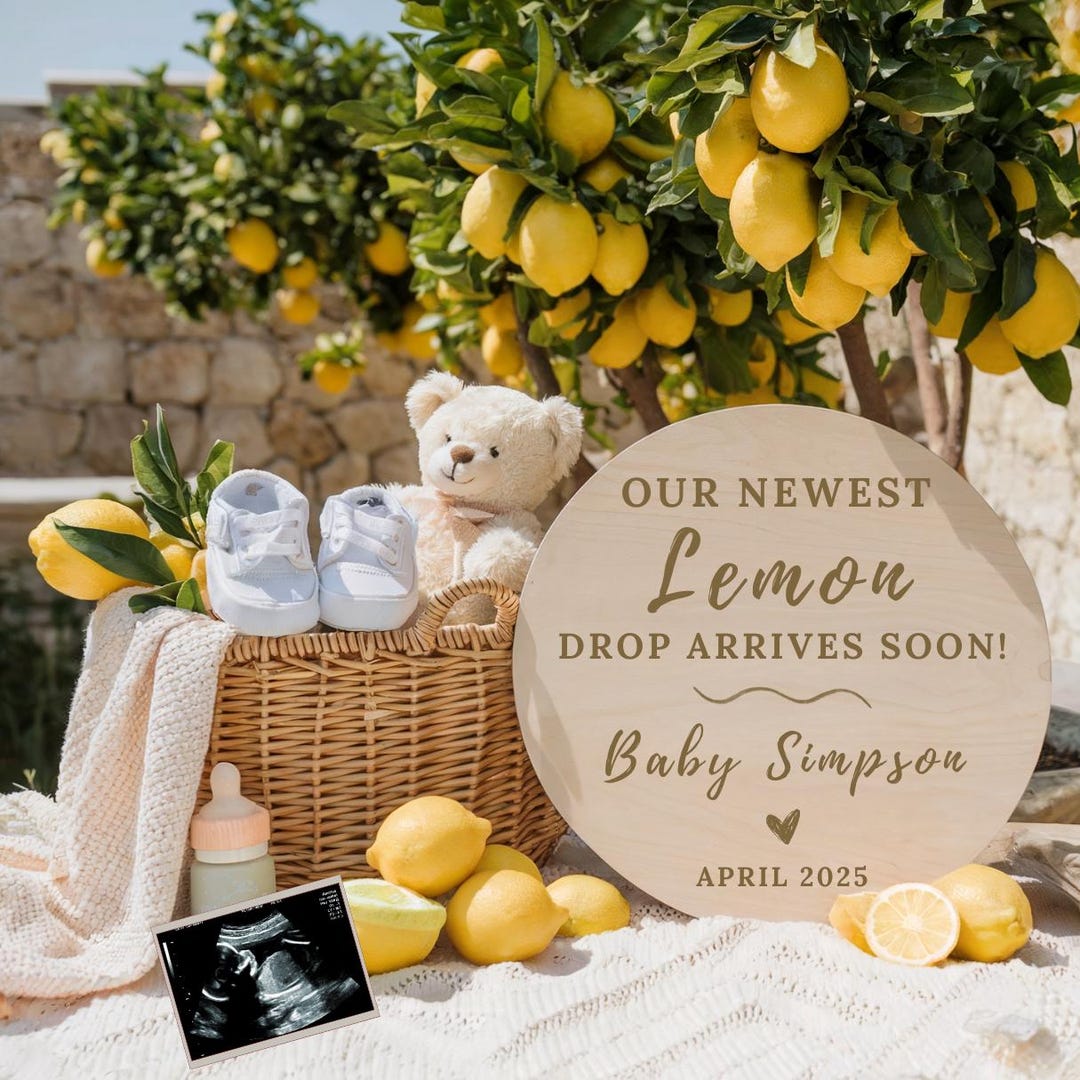 Lemon Pregnancy Announcement Floral Lemon Pregnancy Reveal Lemon Themed ...