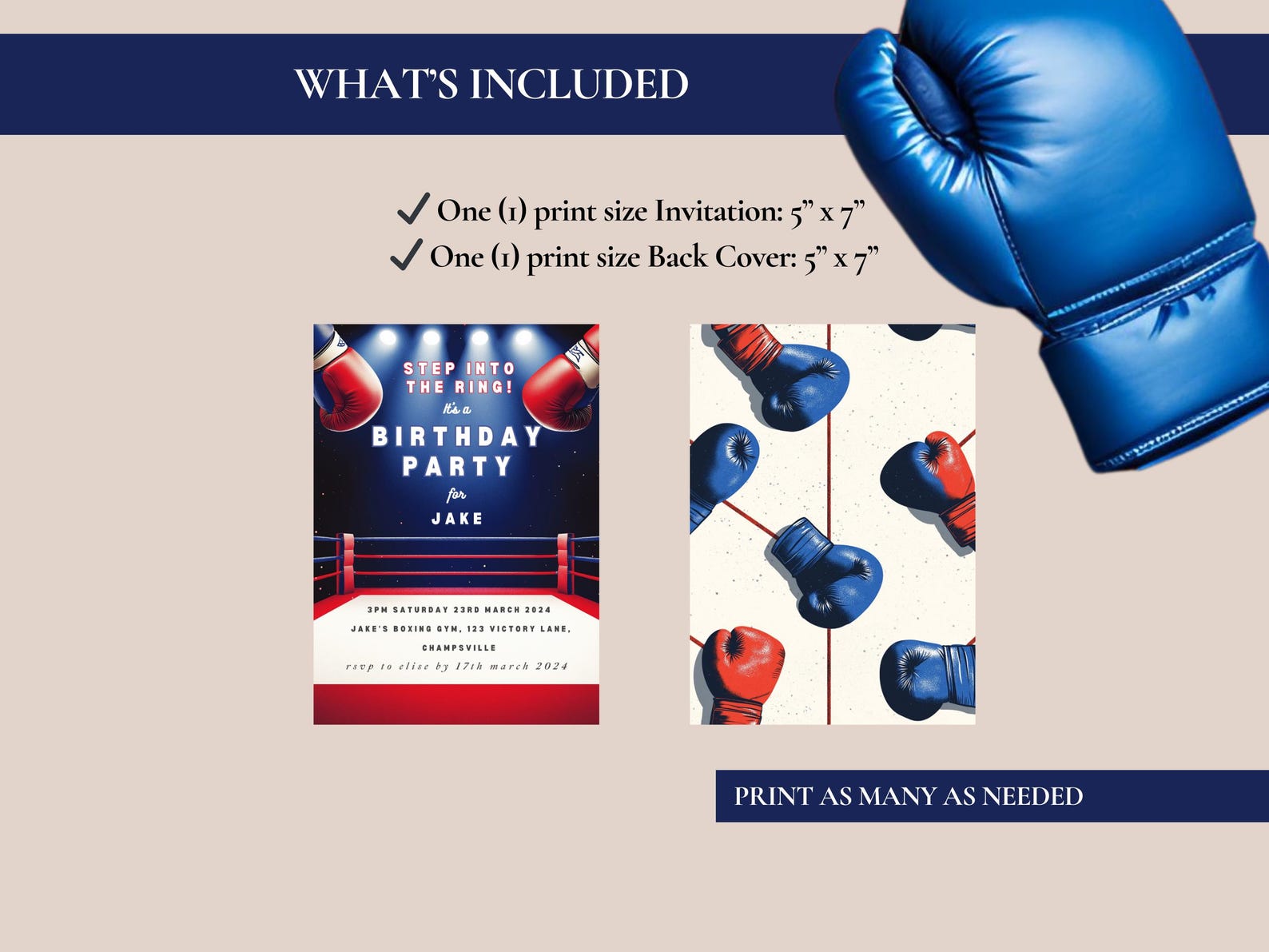 Boxing Birthday Invitation Editable Template Knockout Party Invite ...