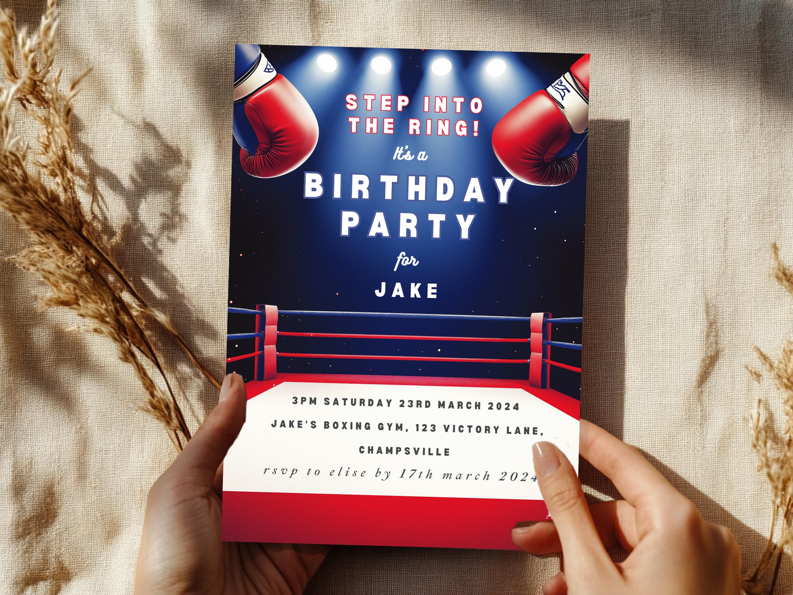 Boxing Birthday Invitation Editable Template Knockout Party Invite ...