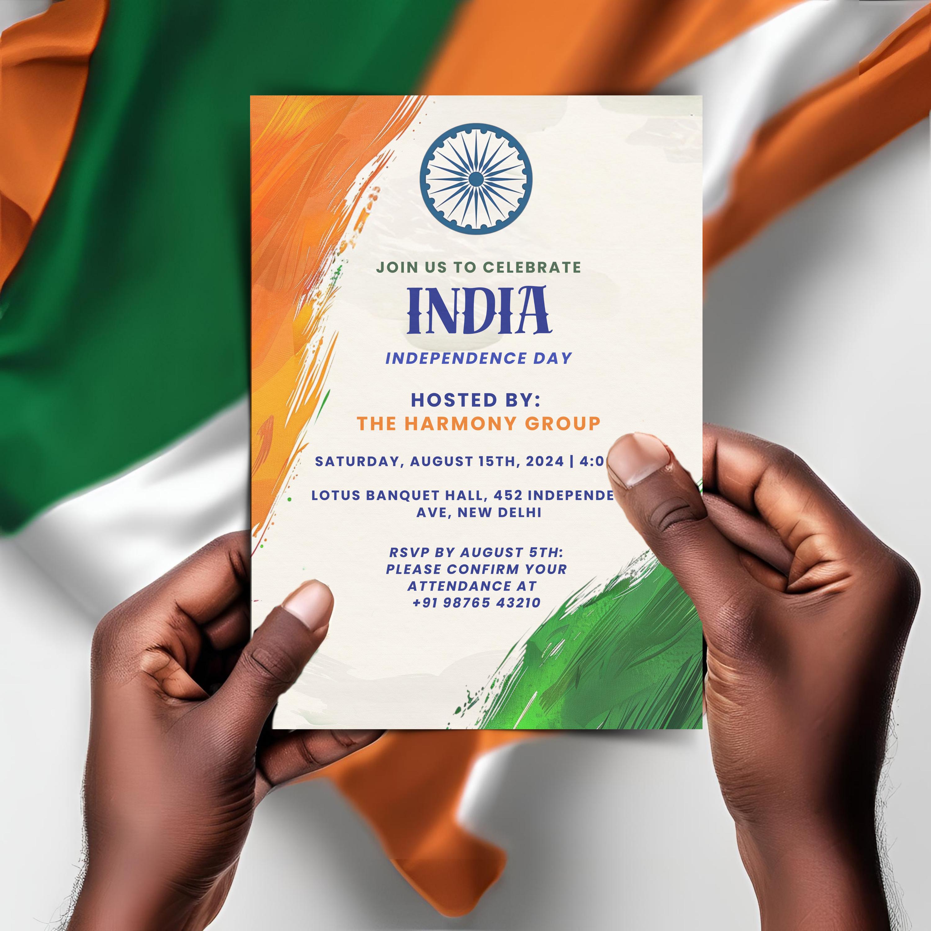 India Independence Day Digital Invite, Indian Event Invitation ...