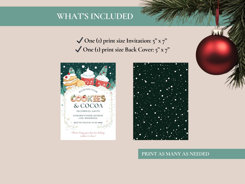 Cookies and Cocoa Party Invitation Editable Christmas Holiday Invite ...