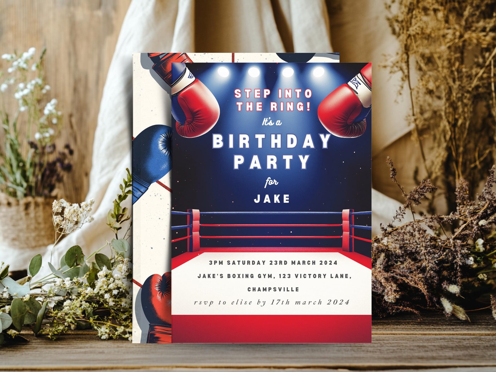Boxing Birthday Invitation Editable Template Knockout Party Invite ...