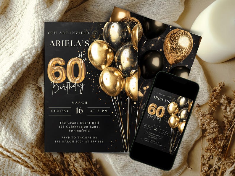 60th Birthday Invitation Look Who’s 60 Editable Digital Template ...