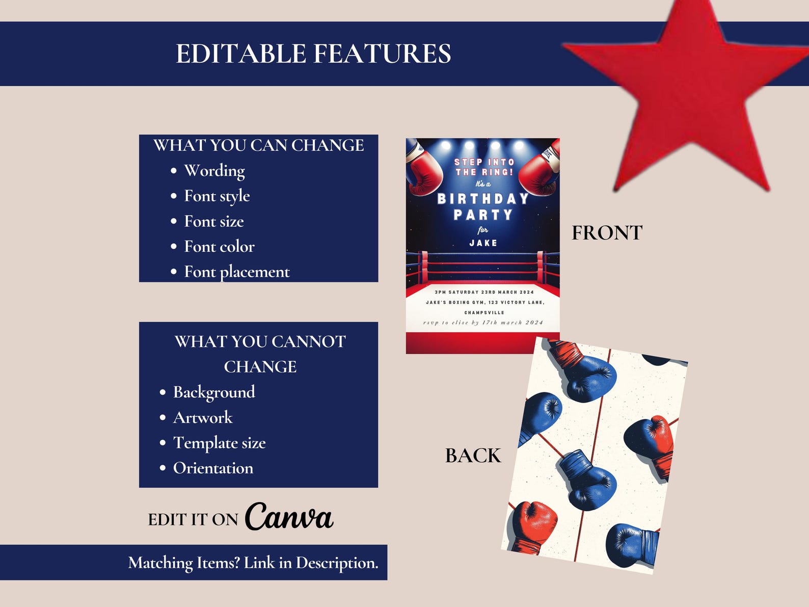 Boxing Birthday Invitation Editable Template Knockout Party Invite ...