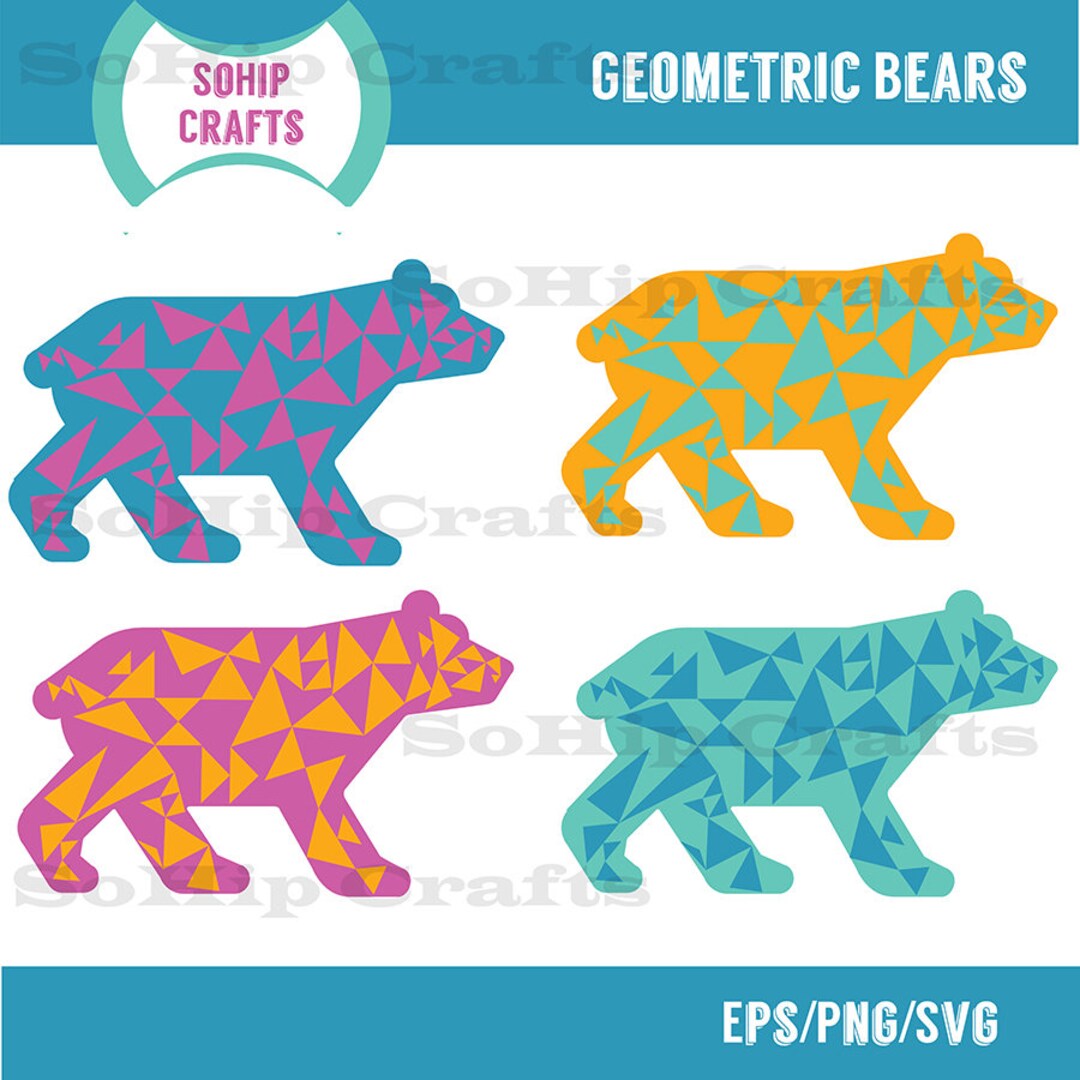 Geometric Bears Vector,clipart, Set of 4, EPS/SVG/PNG - Etsy