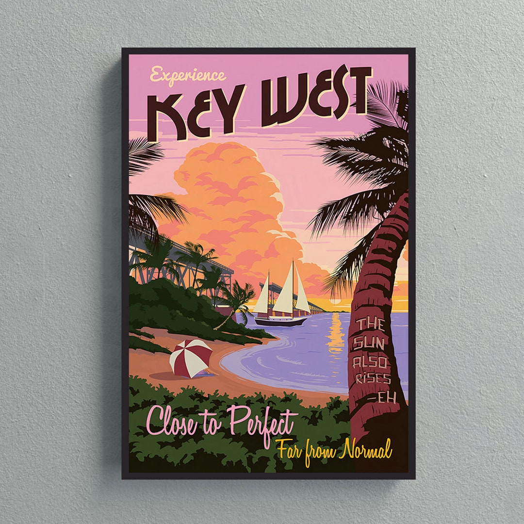 Key West Florida Vintage Travel Poster, Vintage Wall Art Poster, Home ...