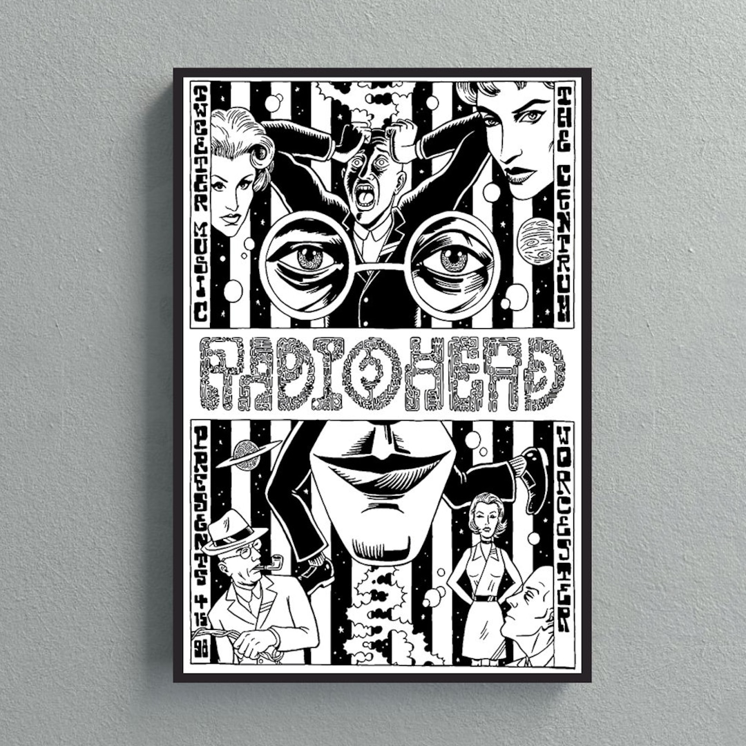 Radiohead Music Gig Concert Poster, Music Rock Vintage Poster, Wall Art ...