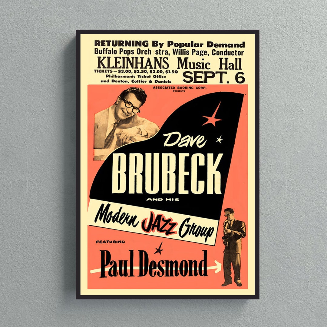 Vintage Music Venue Poster for Dave Brubeck, Vintage Wall Art Poster ...