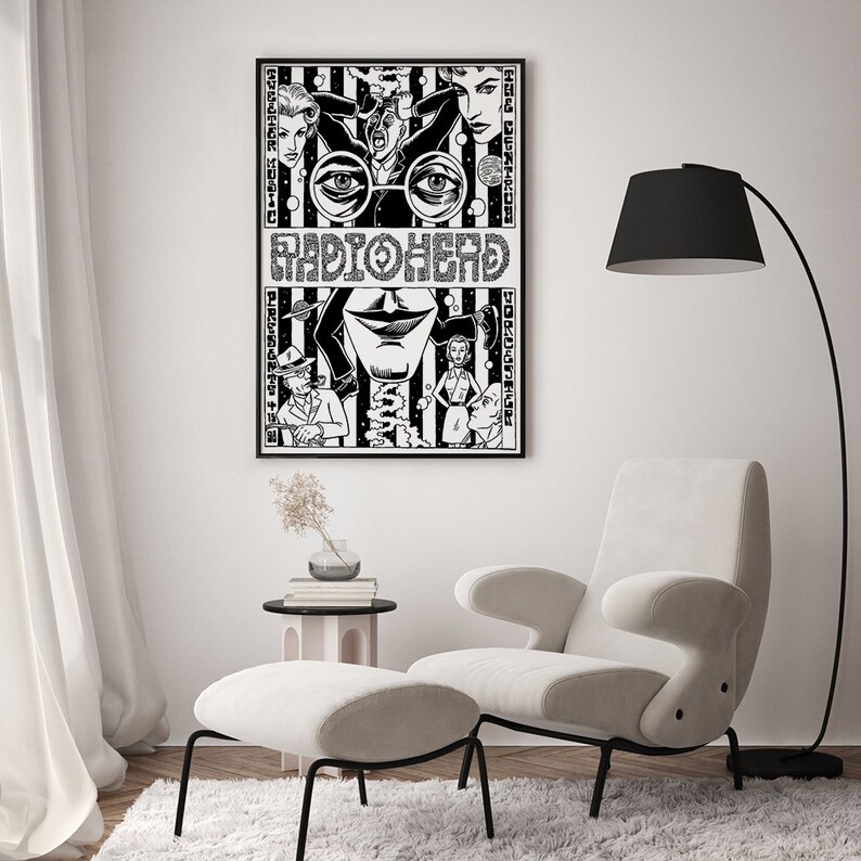 Radiohead Music Gig Concert Poster, Music Rock Vintage Poster, Wall Art ...