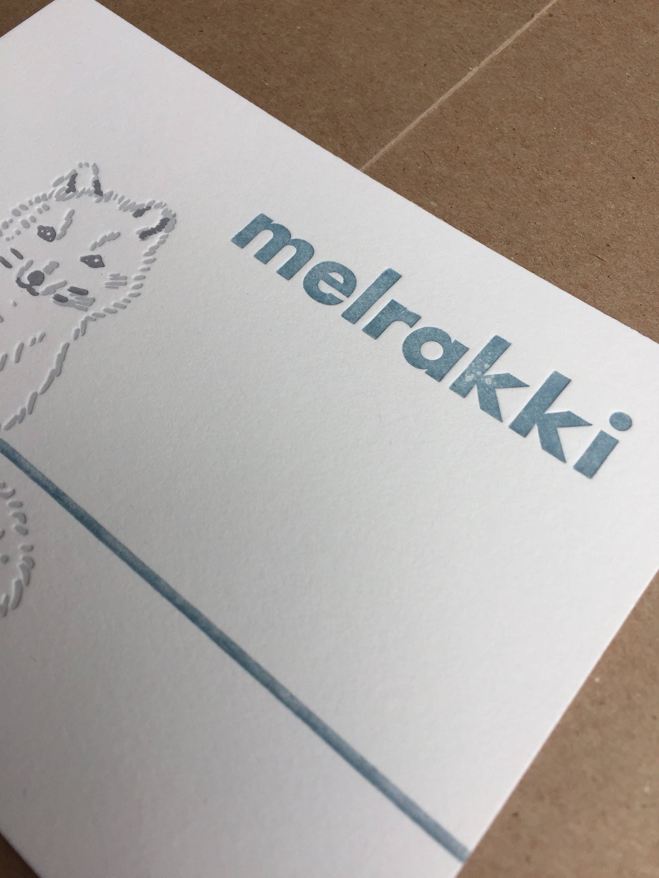 Melrakki Arctic Fox Letterpress Print in Blue - Etsy
