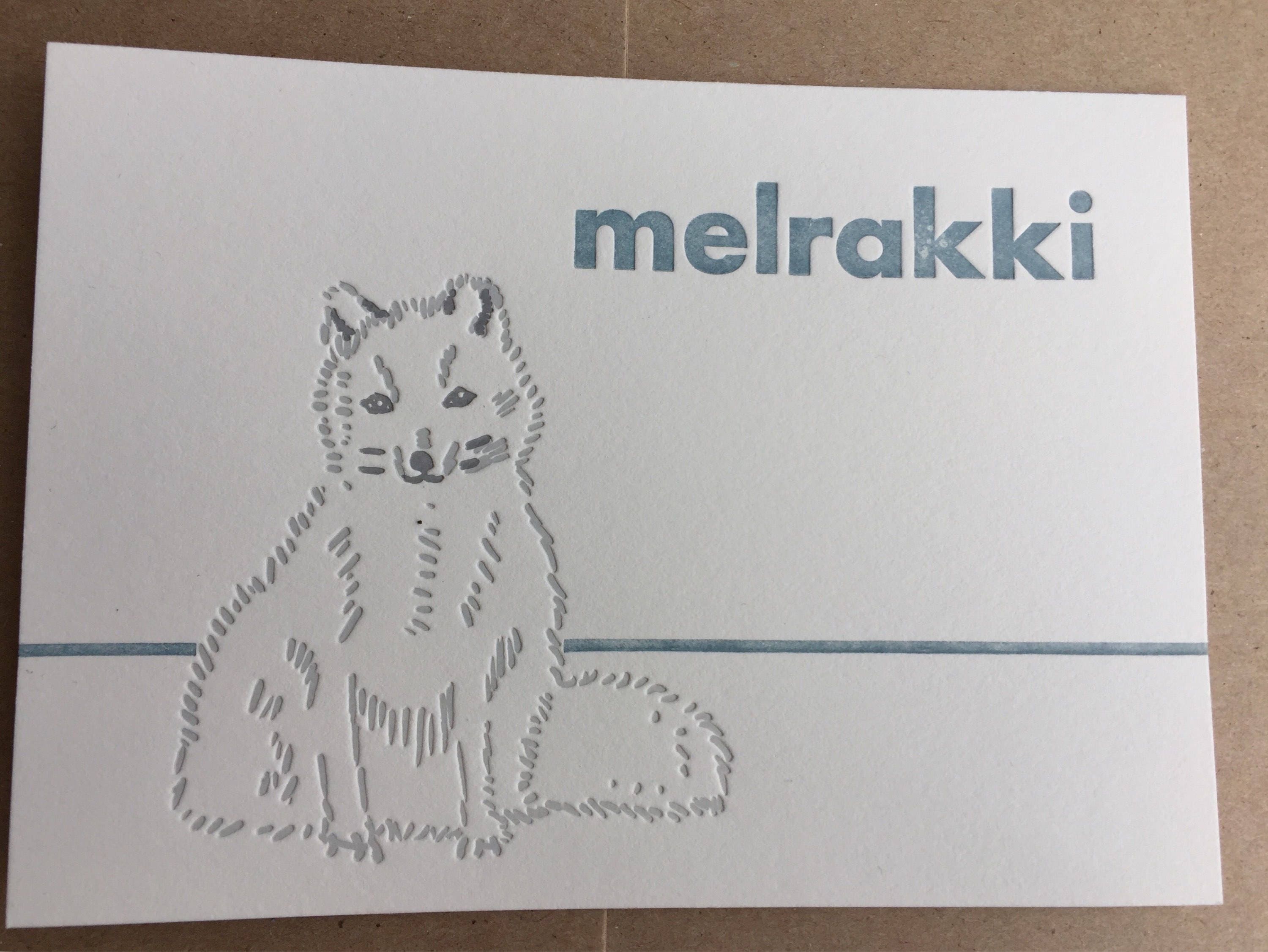 Melrakki Arctic Fox Letterpress Print in Blue - Etsy