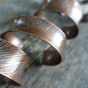 Copper Bark Textured Concave Cuff - Etsy
