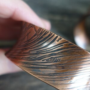 Copper Bark Textured Concave Cuff - Etsy
