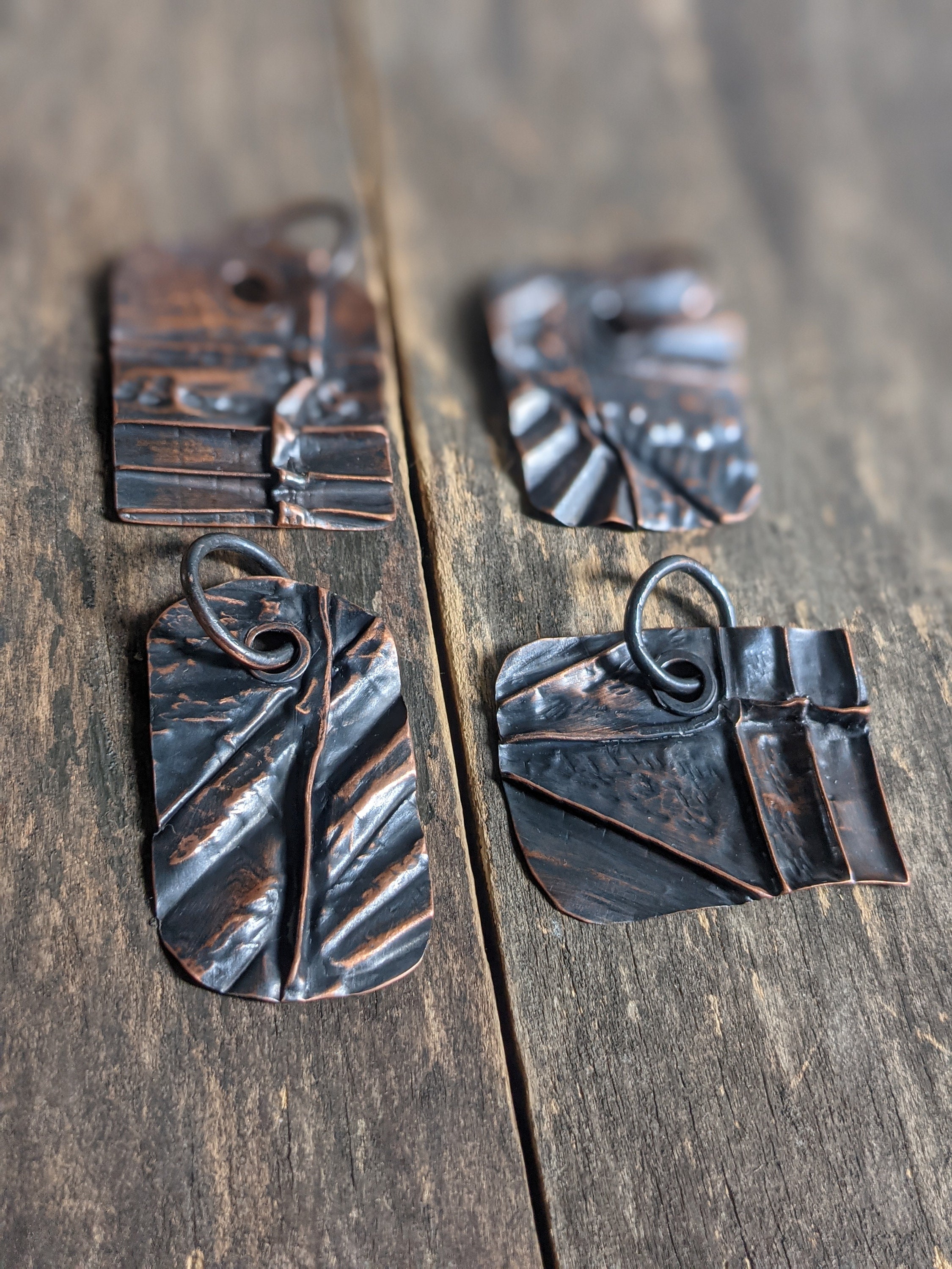 Fold Formed Copper Pendant Artisan Pendant Hammer Textured - Etsy