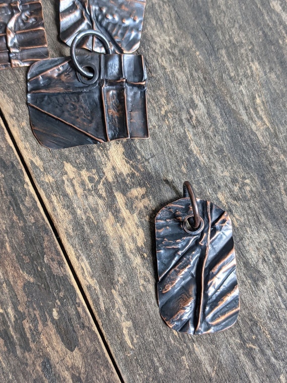 Fold Formed Copper Pendant Artisan Pendant Hammer Textured | Etsy