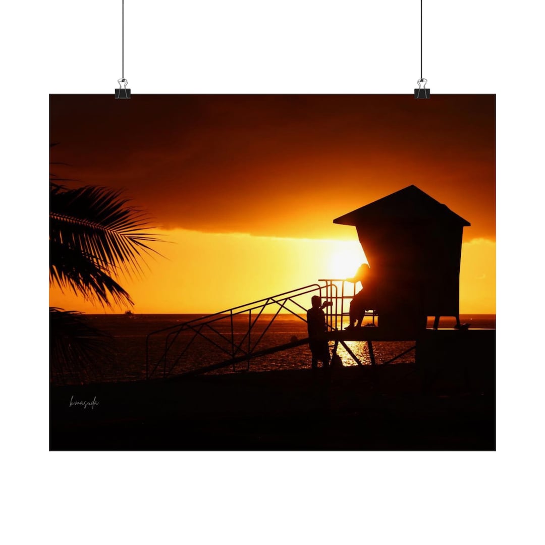 Lifeguard Tower Sunset - Matte Horizontal Posters - Etsy