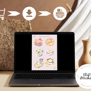 Digital French Food PNG and PDF, Printable French Food Stickers, Print ...